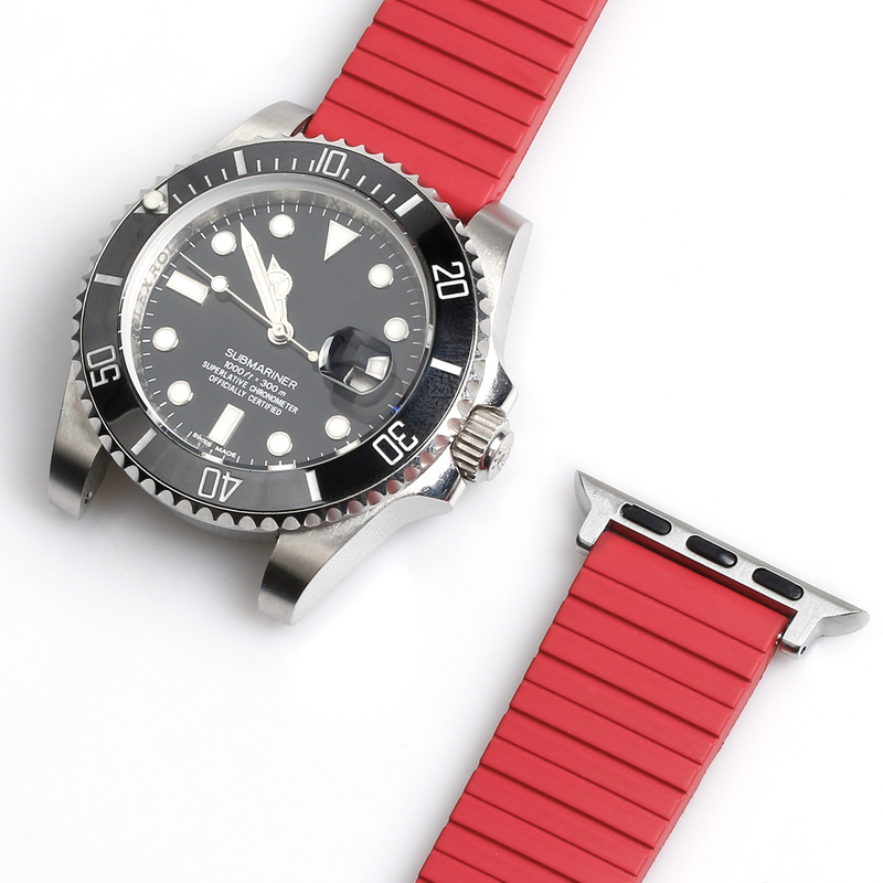 Custom Premium Red Fluorine Rubber Watch Strap FKM Watch Band for Rolex ...